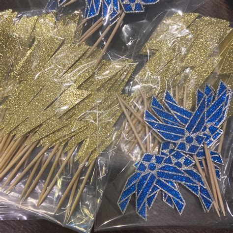 Lightning Bolt Cupcake Toppers Or Food Picks Superhero Birthday Cake