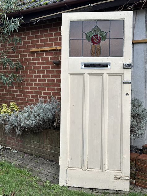 22a 025 올드 빈티지 스테인드 글래스 프론트 도어