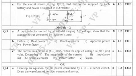 C Begin{tabular}{l} For The Circuit Shown In Fig Q2 C Find The Curren