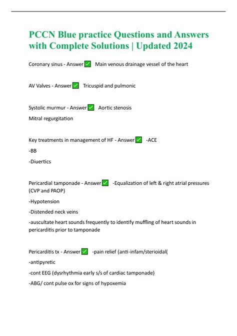 Pccn Blue Practice Questions And Answers With Complete Solutions Updated 2024 Pccn Stuvia Us