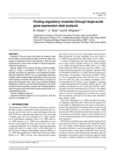 Pdf Finding Regulatory Modules Through Large Scale Gene Expression Data Analysis