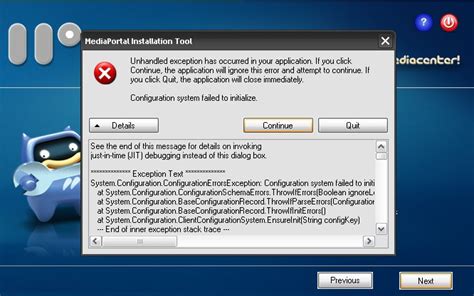 Unhandled Exception Has Occurred In Your Application Mediaportal An Open Source Windows
