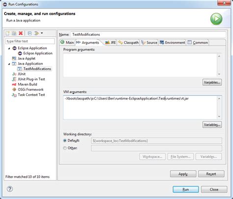 java setting an eclipse project to use a patched runtime library