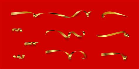 금색 곱슬 리본 빨간 배경에 고립 된 황금 뱀 크리스마스 생일 결혼식 파티 장식에 대 한 노란색 컬 종이 조각 3차원 형태에 대한 스톡 벡터 아트 및 기타 이미지 Istock