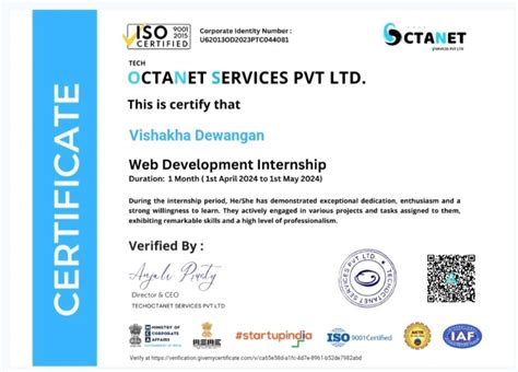 Vishakha Dewangan On Linkedin Internshipsuccess Professionalgrowth Octanet Webdevelopment