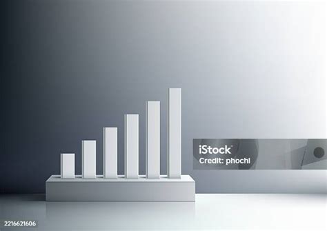 현대 미니멀리스트 3d 막대 그래프는 흰색 플랫폼 회색 그라디언트 비즈니스 성장에 상승 추세를 보여줍니다 3차원 형태에 대한 스톡 벡터 아트 및 기타 이미지 Istock