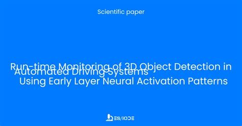 Scientific Research Run Time Monitoring Of 3d Object Detection In Automated Driving Systems