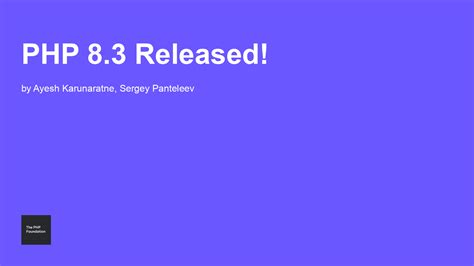 Php 83 Released — The Php Foundation — Supporting Advancing And