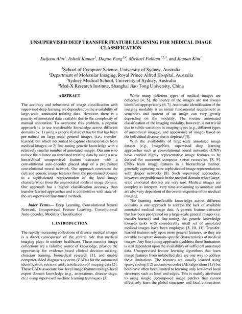 Unsupervised Deep Transfer Feature Learning For Medical Image