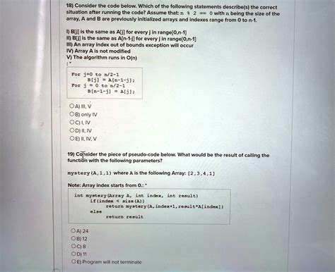 Texts 18 Consider The Code Below Which Of The Following Statements Describes The Correct