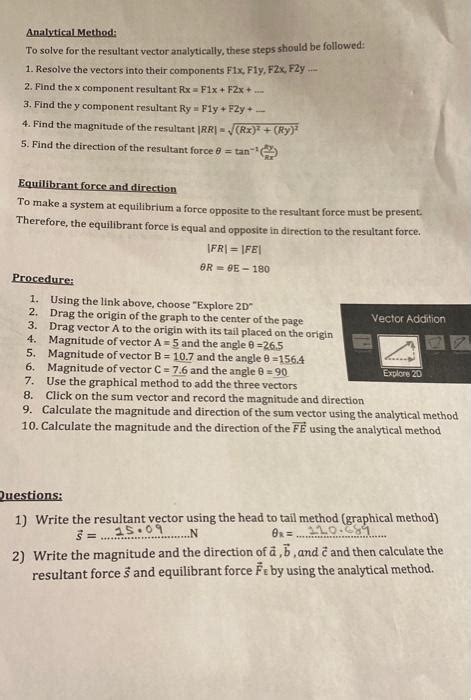 Solved Analytical Method To Solve For The Resultant Vector Chegg Com