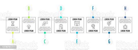 8개의 원과 레이블이 있는 인포그래픽 추상 벡터 템플릿입니다 8개의 다이어그램 비즈니스 웹 배너 순서도 정보 그래프 콘텐츠 차트 프로세스 다이어그램에 사용할 수 있습니다 8
