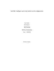 Week Lab Report Docx Lab Title Configure And Verify Initial Switch Configuration Your Name
