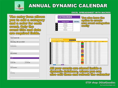 Annual Dynamic Planner In Excel Very Powerful And User Friendly With Colors And Categories