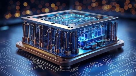 Premium Ai Image Quantum Computing Module With Blue Coloring Electric