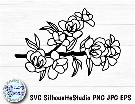 Tree BRANCH With FLOWERS In SVG Flowers Floral Ornaments Etsy