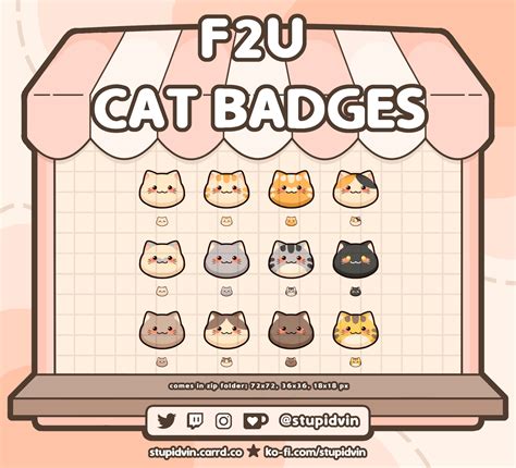 F2u Cute Cat Badges For Twitch And Youtube Sub Bit Badges By Stupidvin