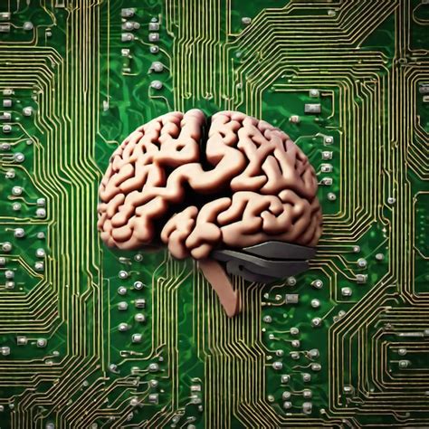 Premium Ai Image Electronic Circuit Board With Human Brain Symbolizing A Fusion Of Futuristic