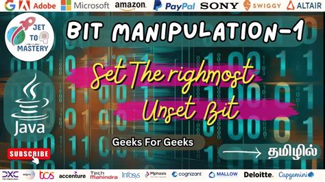 Set The Rightmost Unset Bit Bit Manipulation 1 Java Tamil Youtube