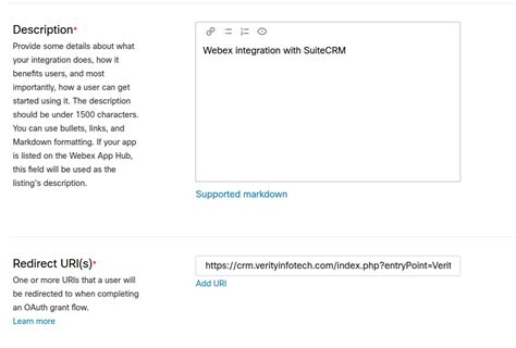 Create Api Key And Secr Webex Integration