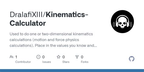 Github Dralafixiii Kinematics Calculator Used To Do One Or Two Dimensional Kinematics