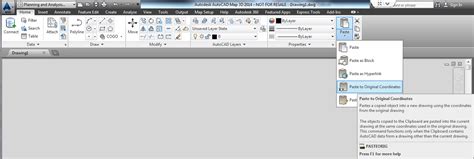 Paste To Original Coordinates Right Click Option Is Grayed Out In Autocad