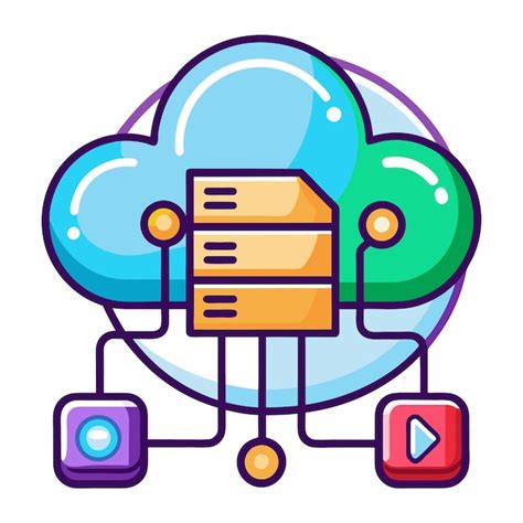 Colorful Cloud With Server And Connecting Devices Premium Ai Generated Vector