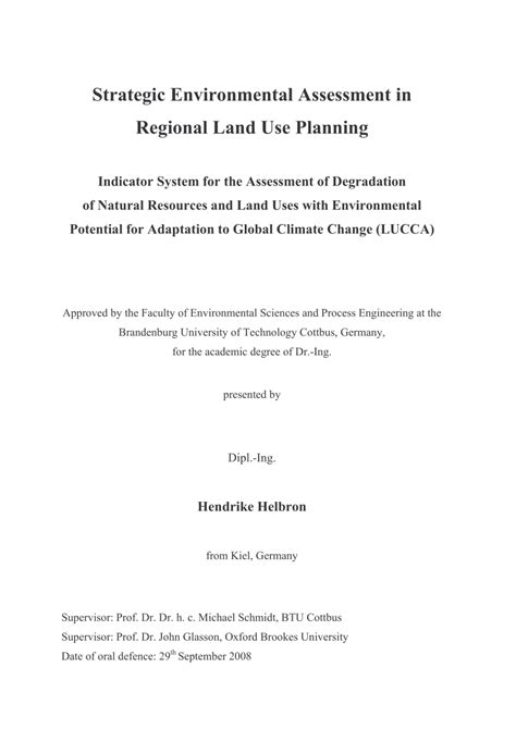 Pdf Strategic Environmental Assessment In Regional Land Use Planning