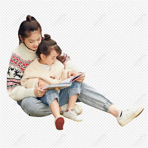 따뜻한 엄마와 딸을 읽고 Png 일러스트 무료 다운로드 Lovepik