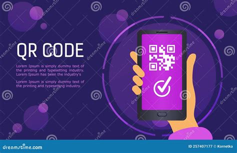 Scanning Qr Code With Mobile Phone Qr Code Payment Cashless Technology Concept Stock Vector