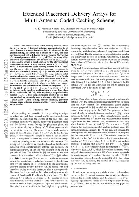 Pdf Extended Placement Delivery Arrays For Multi Antenna Coded
