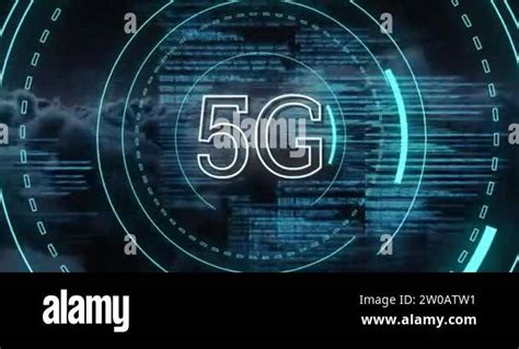 digital animation of futuristic circles moving around 5g with