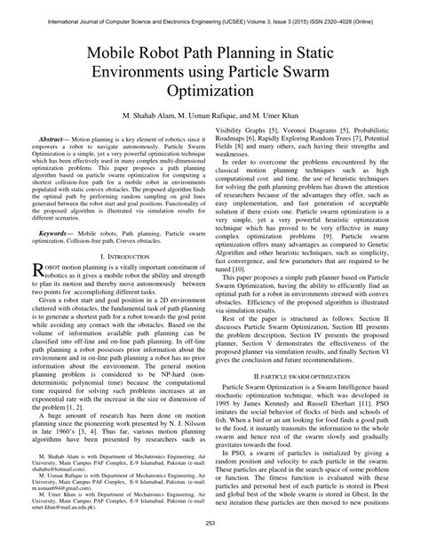 Pdf Mobile Robot Path Planning In Static Environments Using Particle Swarm Optimization