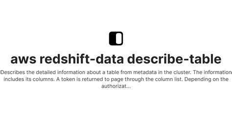 Aws Redshift Data Describe Table Fig