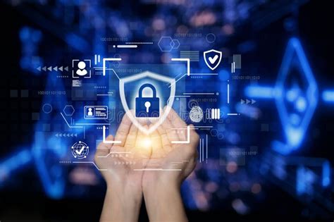 Mobile Phone Digital Security Shield Icon Surrounded By Various Cyber Security Elements Such As