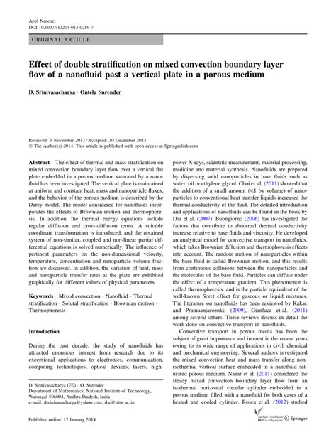 Pdf Mixed Convection Boundary Layer Flow Of A Nanofluid Past A