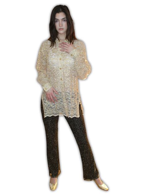Vintage 1980s Class Gold Lace Blouse Etsy
