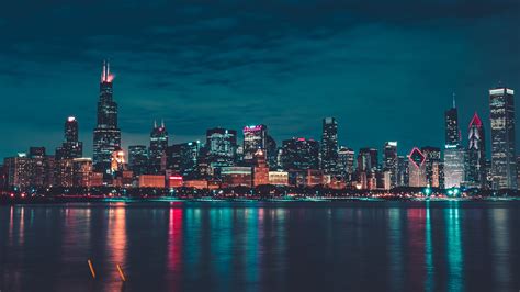 Chicago Wallpaper 4k Night City Lights Cityscape