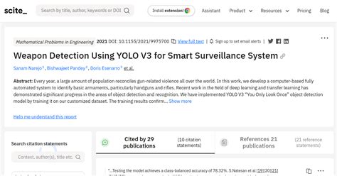 Weapon Detection Using Yolo V3 For Smart Surveillance System Scite Report