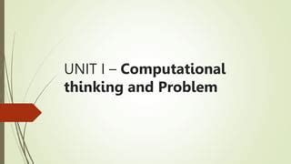 UNIT I Algorithmic Problem Solving Pptx
