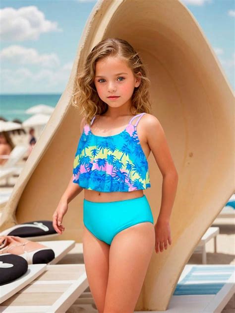Tween Girl Spaghetti Strap Bikini Shein