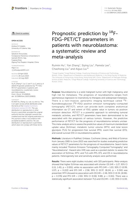 Pdf Prognostic Prediction By 18f Fdg Petct Parameters In Patients