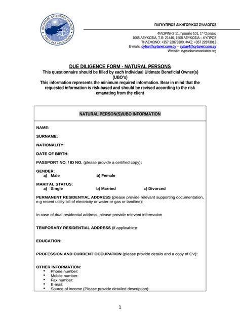DUE DILIGENCE NATURAL PERSONS Doc Template PdfFiller
