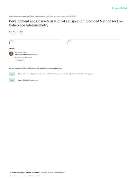 Development Andcharacterization Of Adispersion Encodedmethodfor Low Coherenceinterferometry 2021