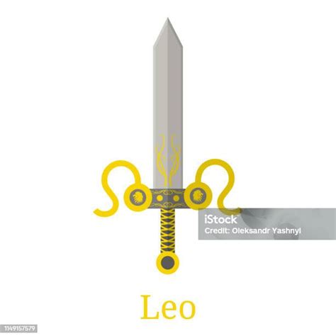 레오 검 조디악 기호입니다 편평한 만화 조디악 무기입니다 12 개 조디악 무기 중 하나 벡터 점성술 별자리 기호입니다 벡터