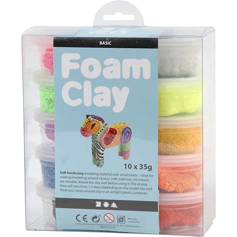 Foam Clay 10 x 35g (Assorted Colours) Modelling Clay for Arts & Crafts ...