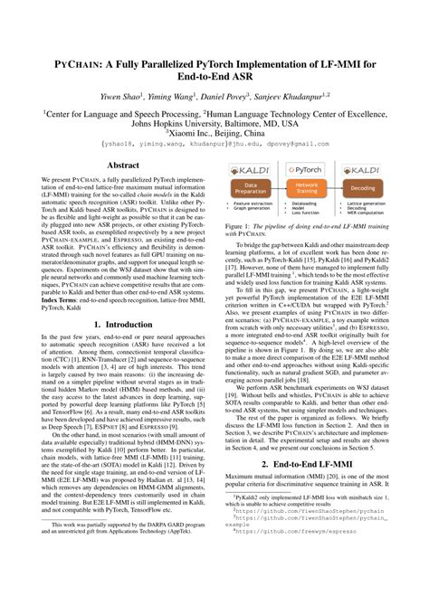 Pdf Pychain A Fully Parallelized Pytorch Implementation Of Lf Mmi For End To End Asr