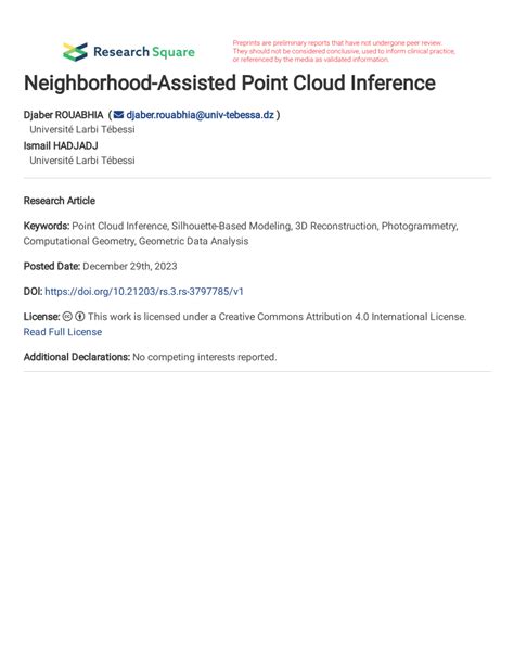 Pdf Neighborhood Assisted Point Cloud Inference