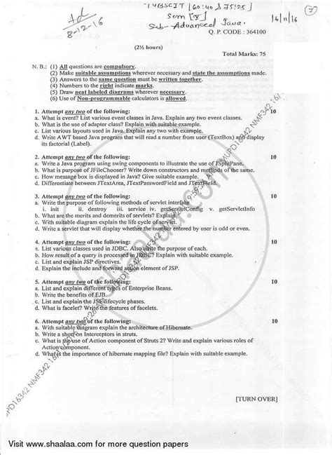 Advanced Java 2016 2017 Bsc It Information Technology Semester 5