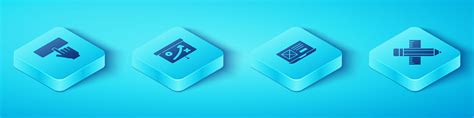 isometric 키보드 계획 전략 개념 교차 눈금자 및 연필 및 ui 또는 ux 디자인 아이콘을 설정합니다 벡터 3차원 형태에